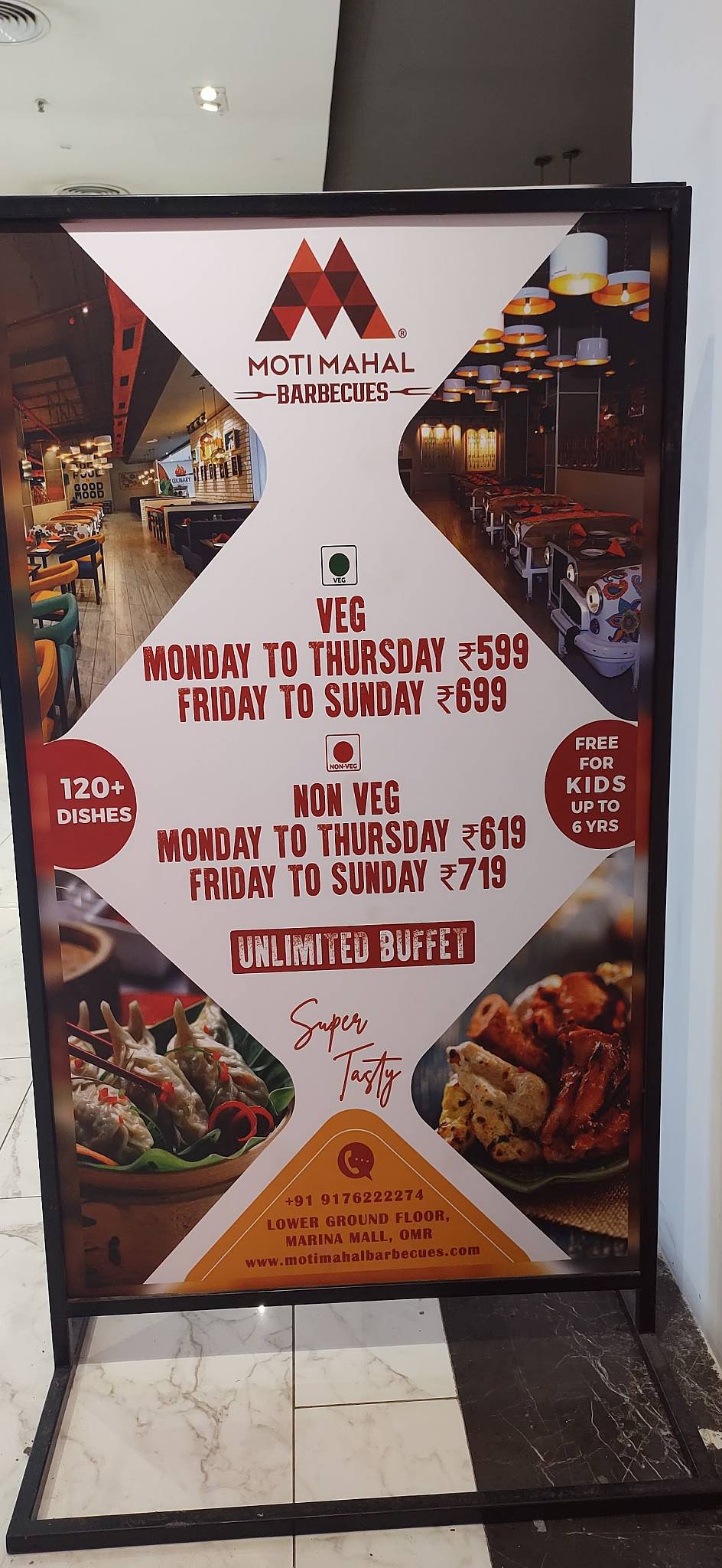 Menu at Moti Mahal Barbecues - Marina Mall, Chennai