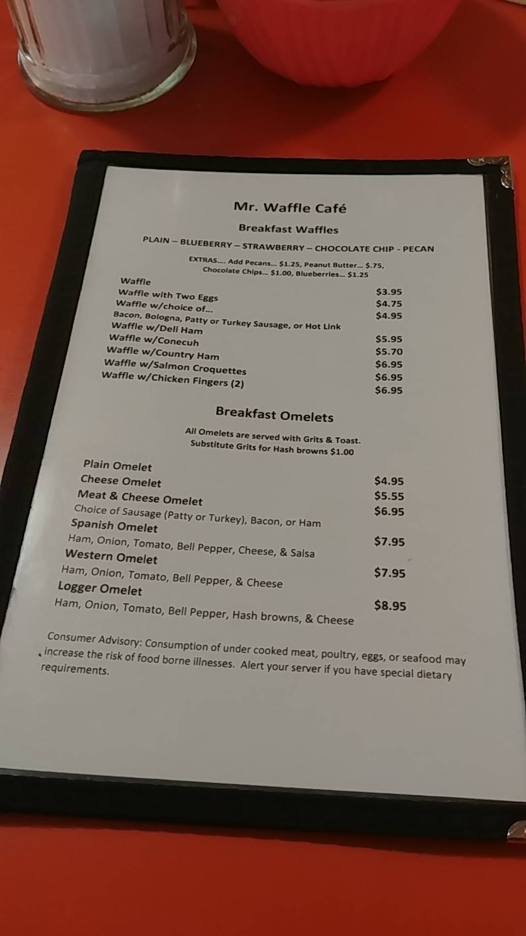 Menu at Mr Waffle restaurant, Selma, W Highland Ave