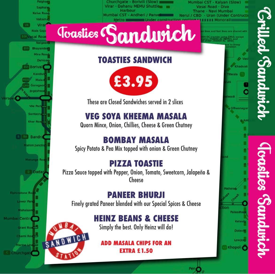 Menu at Mumbai Sandwich Station restaurant, Leicester