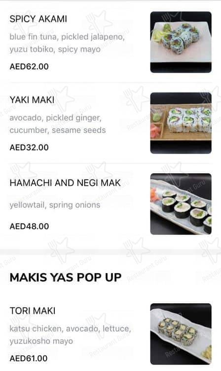 Menu at NIRI Restaurant and Bar, Abu Dhabi