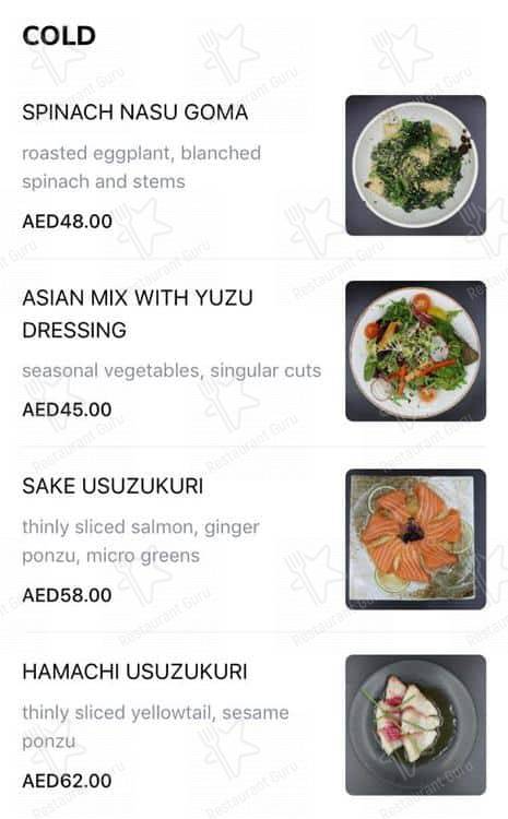 Menu at NIRI Restaurant and Bar, Abu Dhabi