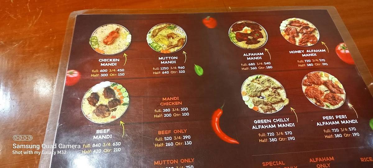 Menu at Nahdi Kuzhimandhi, Palakkad
