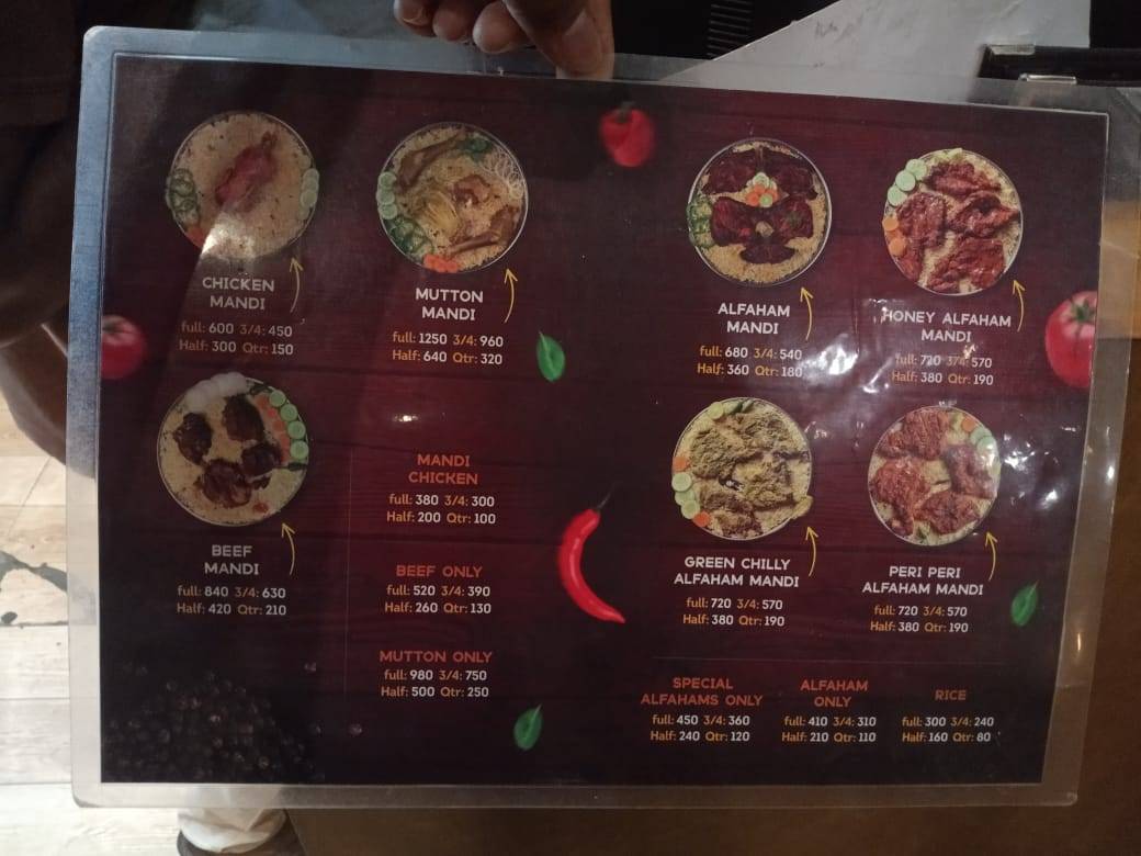 Menu at Nahdi Kuzhimandhi, Palakkad