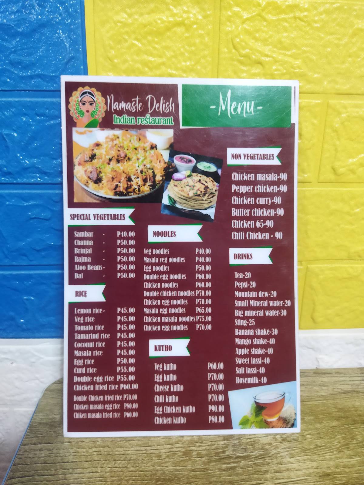 Menu at Namaste delish restaurant, Davao City