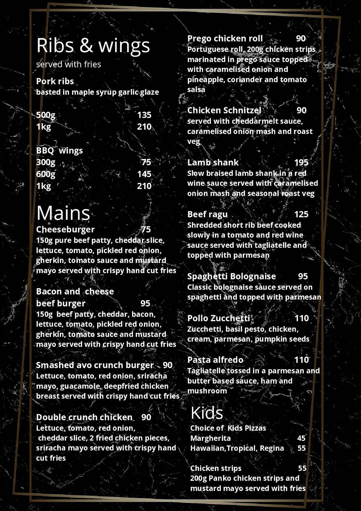 Menu at Neighbourhood Cafe @ Ramasibi, Cape Town