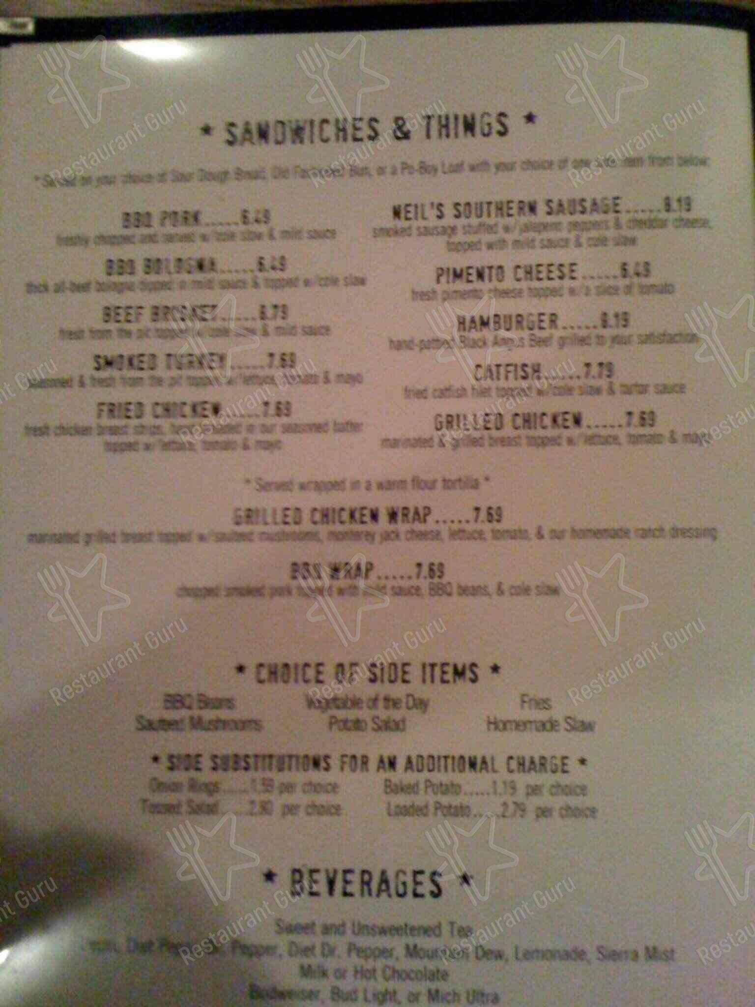 Menu at Timbers BBQ and Grill, Dyersburg