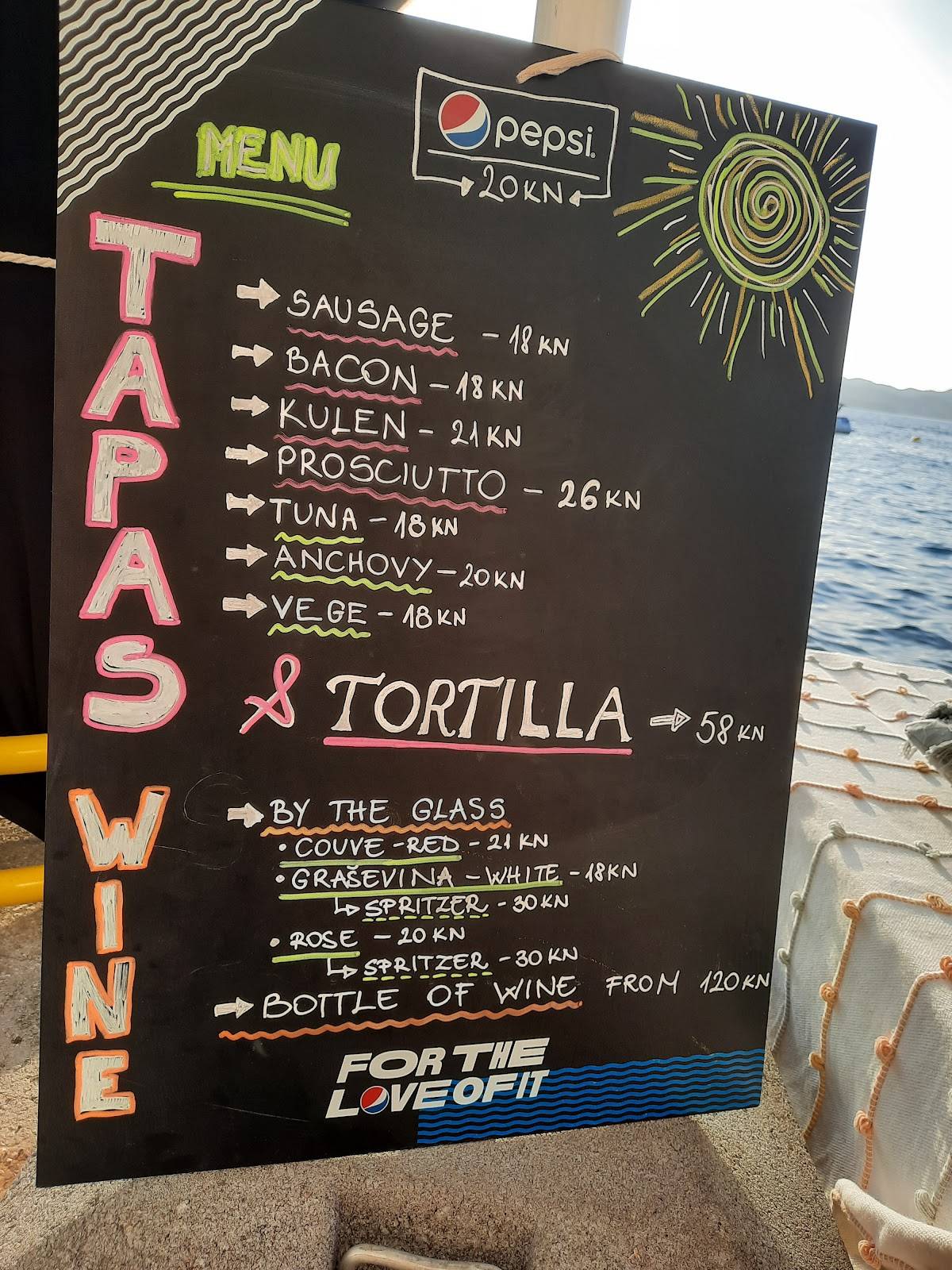 Menu da Neo pub & bar, Lopud