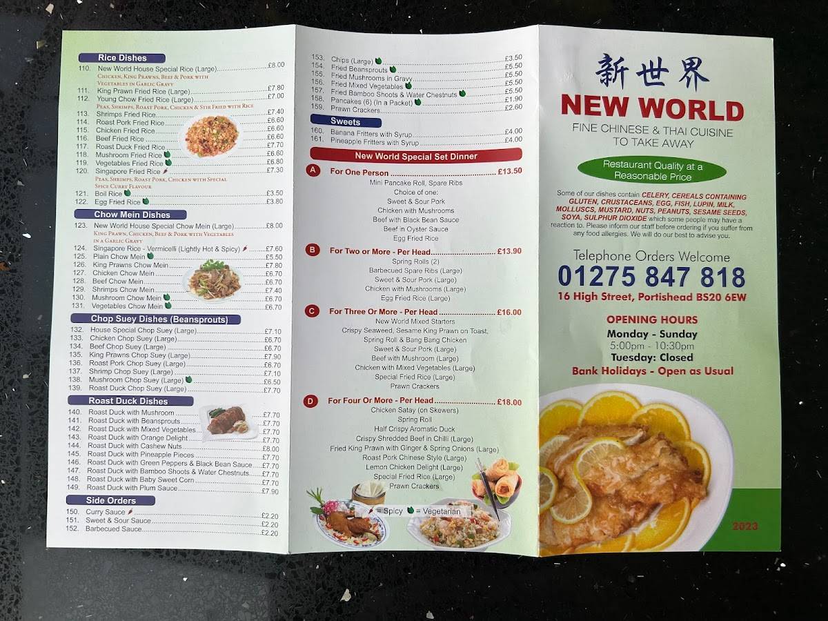 Menu at New World Takeaway fast food, Bristol, 16 High St