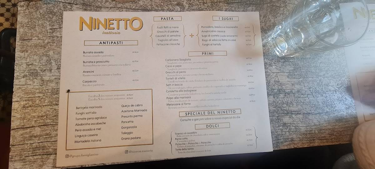 Menu em Ninetto Trattoria restaurante, São Paulo, R. da Consolação