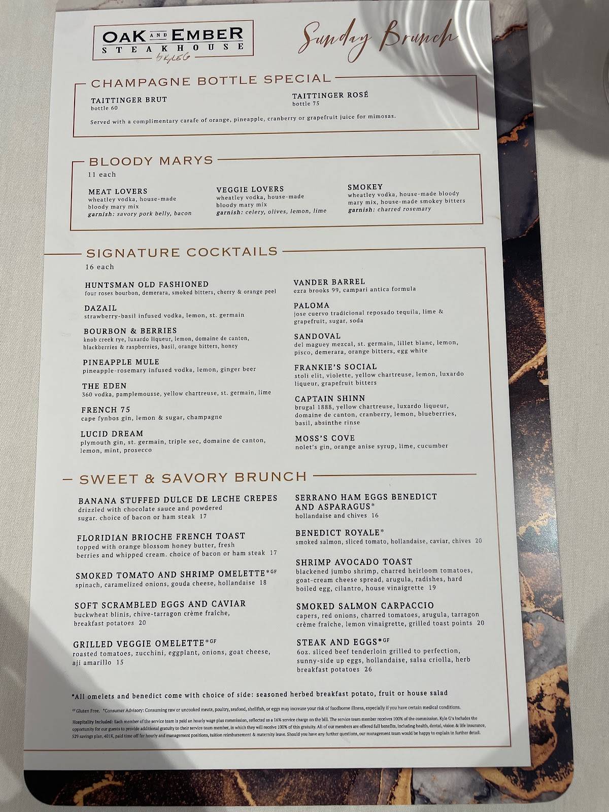 Menu at Oak & Ember Steakhouse, Stuart