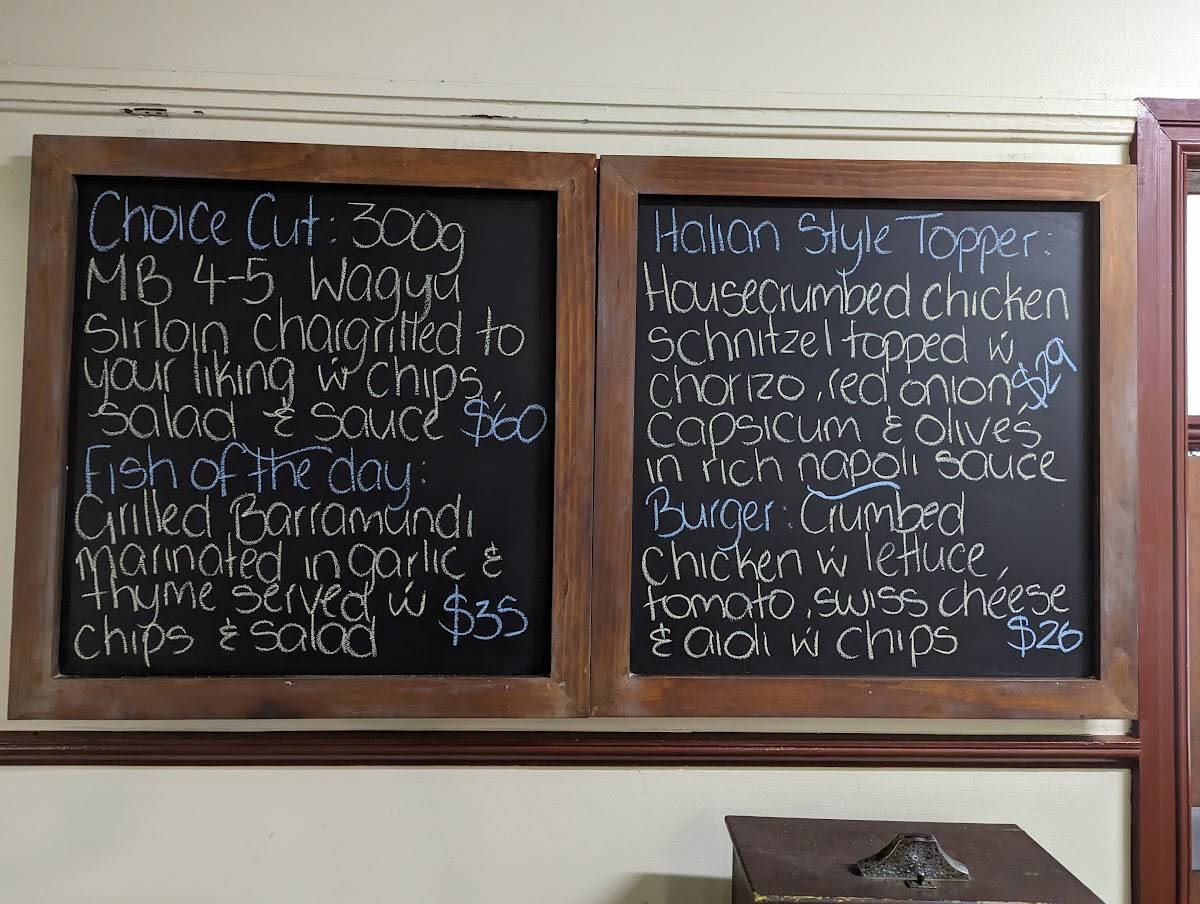 Menu at Ocean View Hotel pub & bar, Urunga