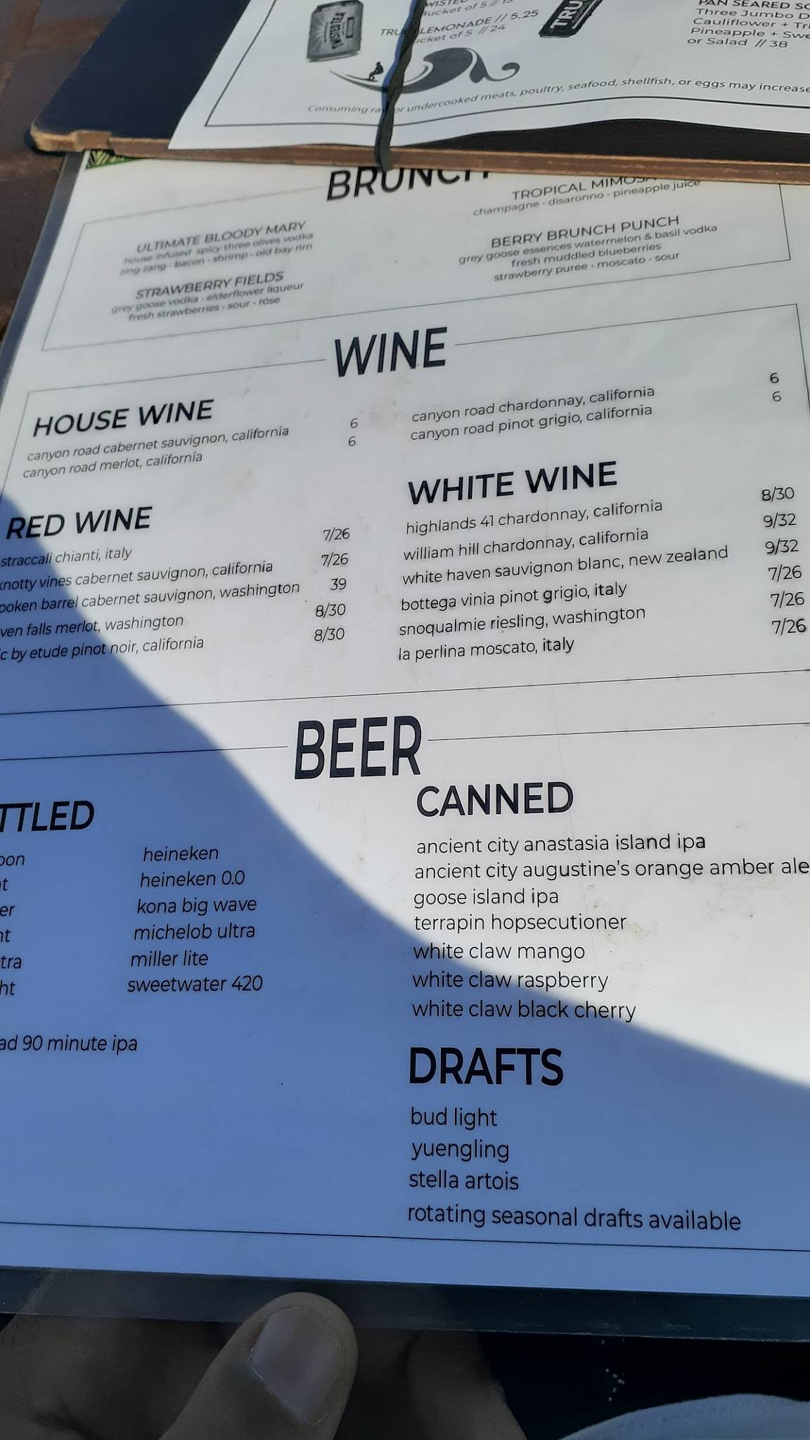 Menu at Oceanside Beach Bar & Grill, Flagler Beach