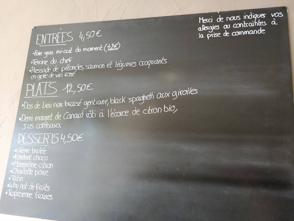 Menu at Ode et Lys restaurant, Le Mans