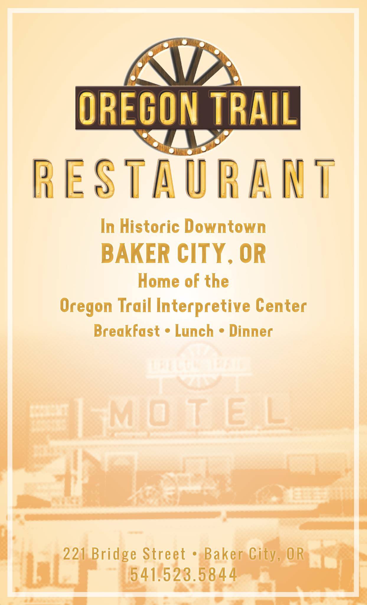 Menu at Oregon Trail Restaurant, Baker City