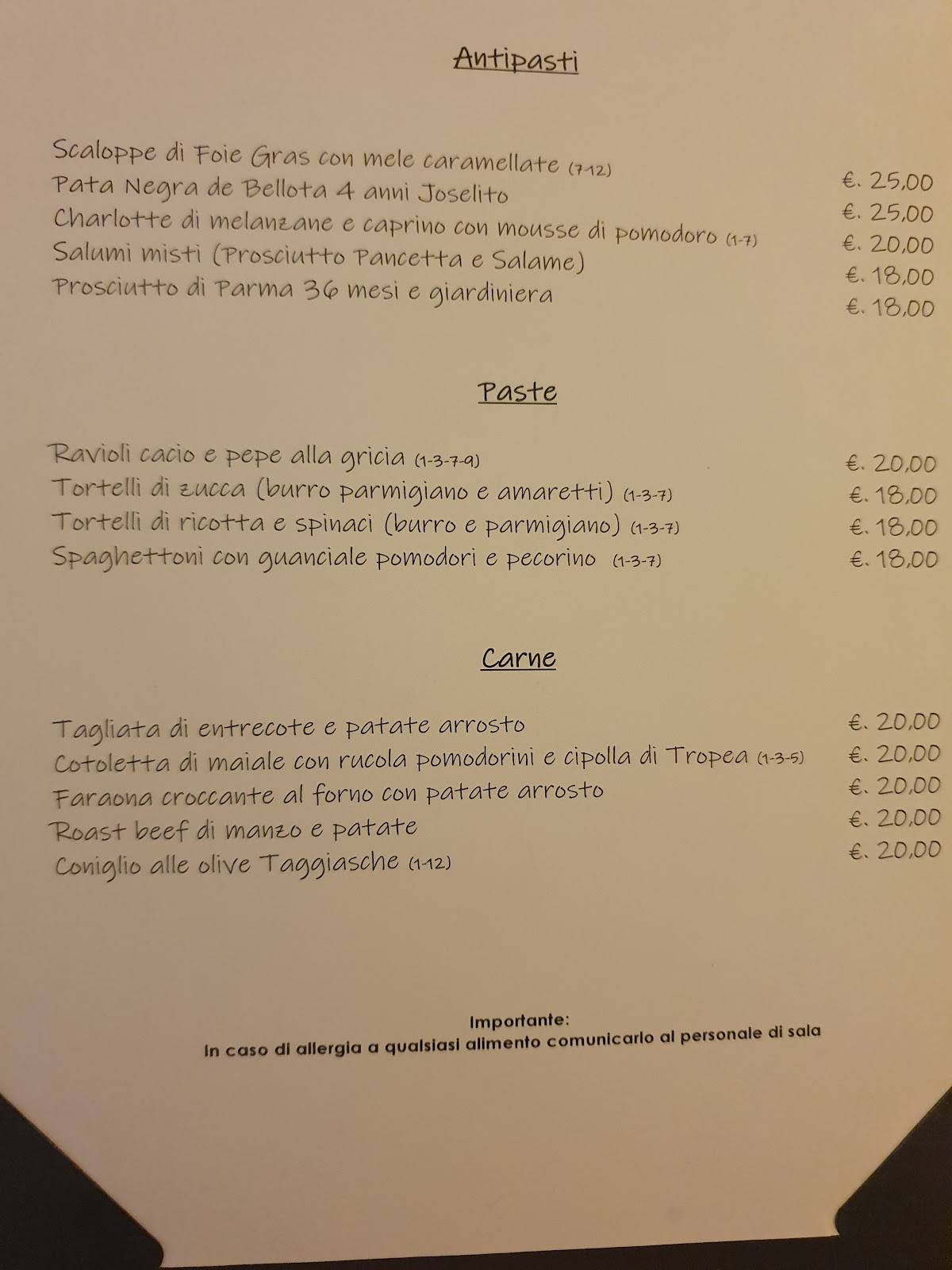 Menu da Osteria Antico Borgo ristorante, Modena, Strada Albareto