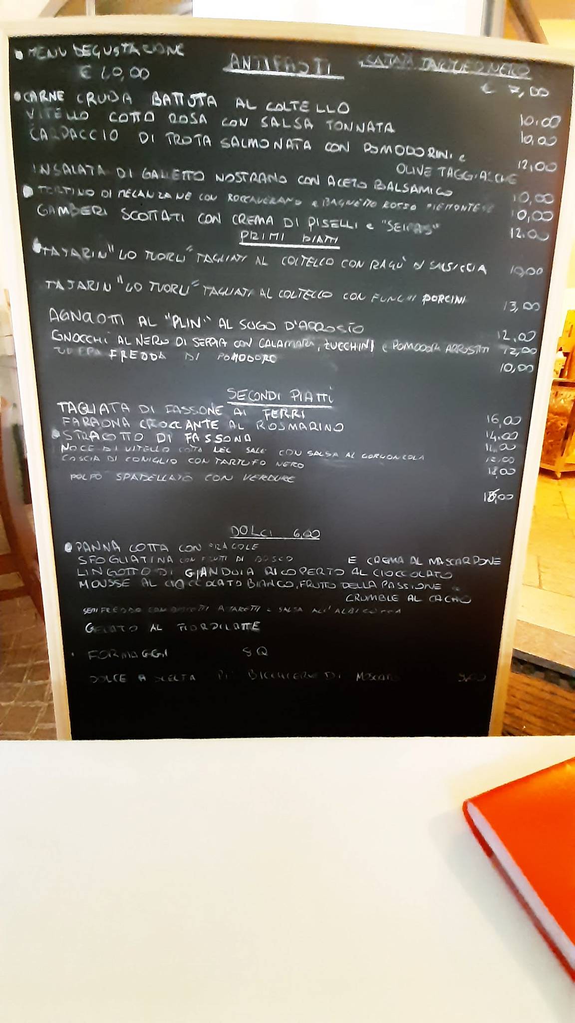Menu da Osteria del Vicoletto ristorante, Alba