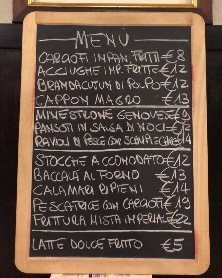 Menu da Osteria di Vico Palla ristorante, Genova