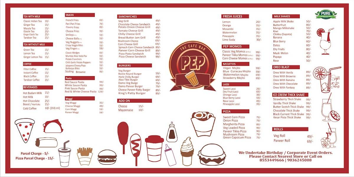 Menu at PEP THE CAFE Bar, Bengaluru