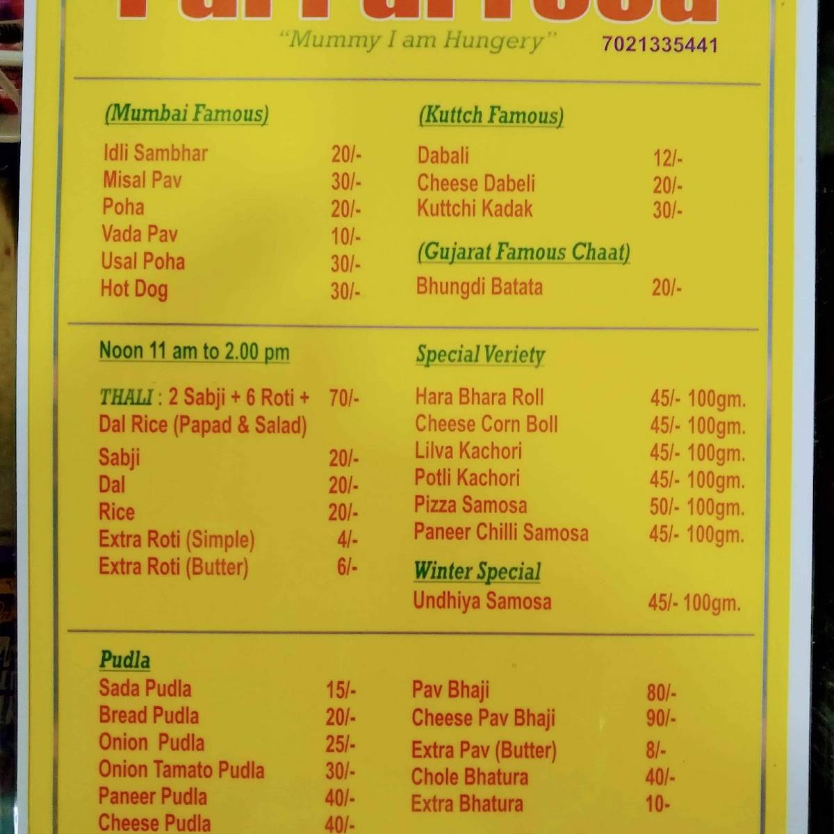 Menu at Pal pal food's, Virar