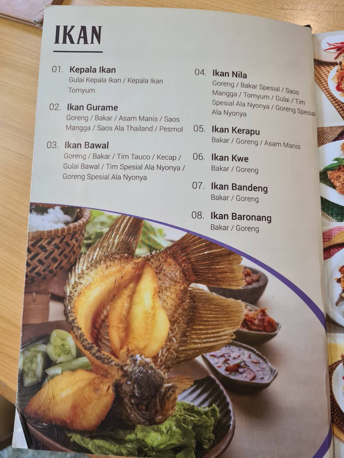 Menu at Pandan Bistro restaurant, Jakarta, Jl. Pluit Indah No.20 1