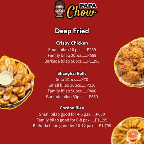 Menu at Papa Chow restaurant, Quezon City