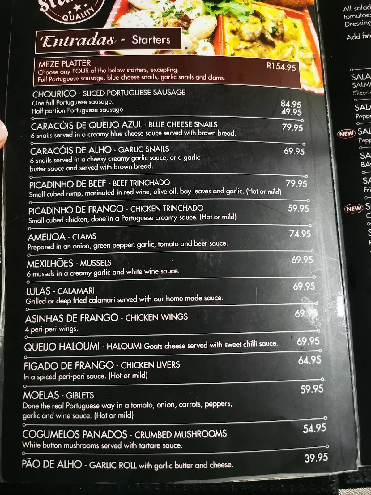Menu at PapaBoa Benoni restaurant, Benoni