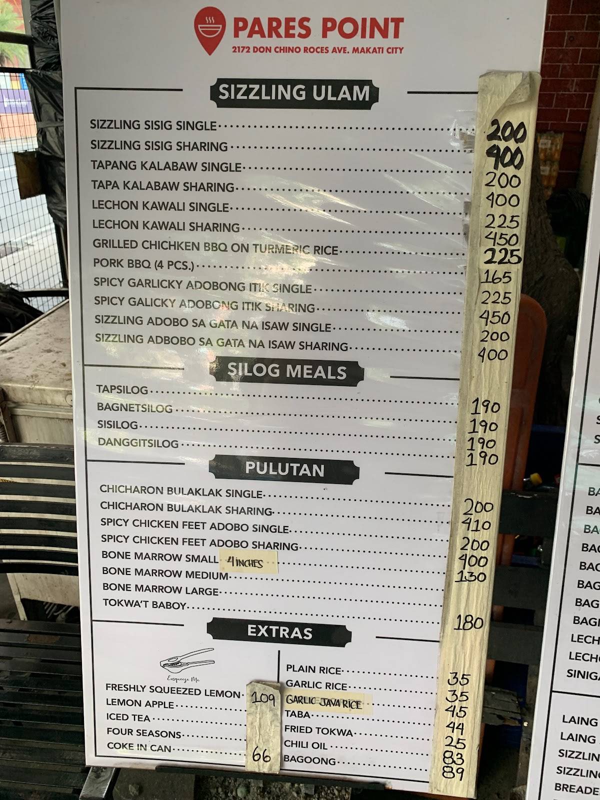 Menu at Pares Point Grill and Resto Bar, Makati