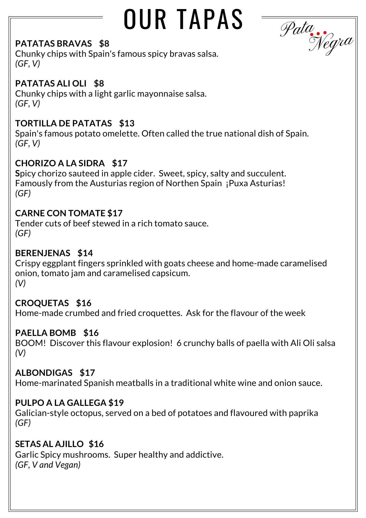 Menu at Casa De Loca restaurant, New Farm