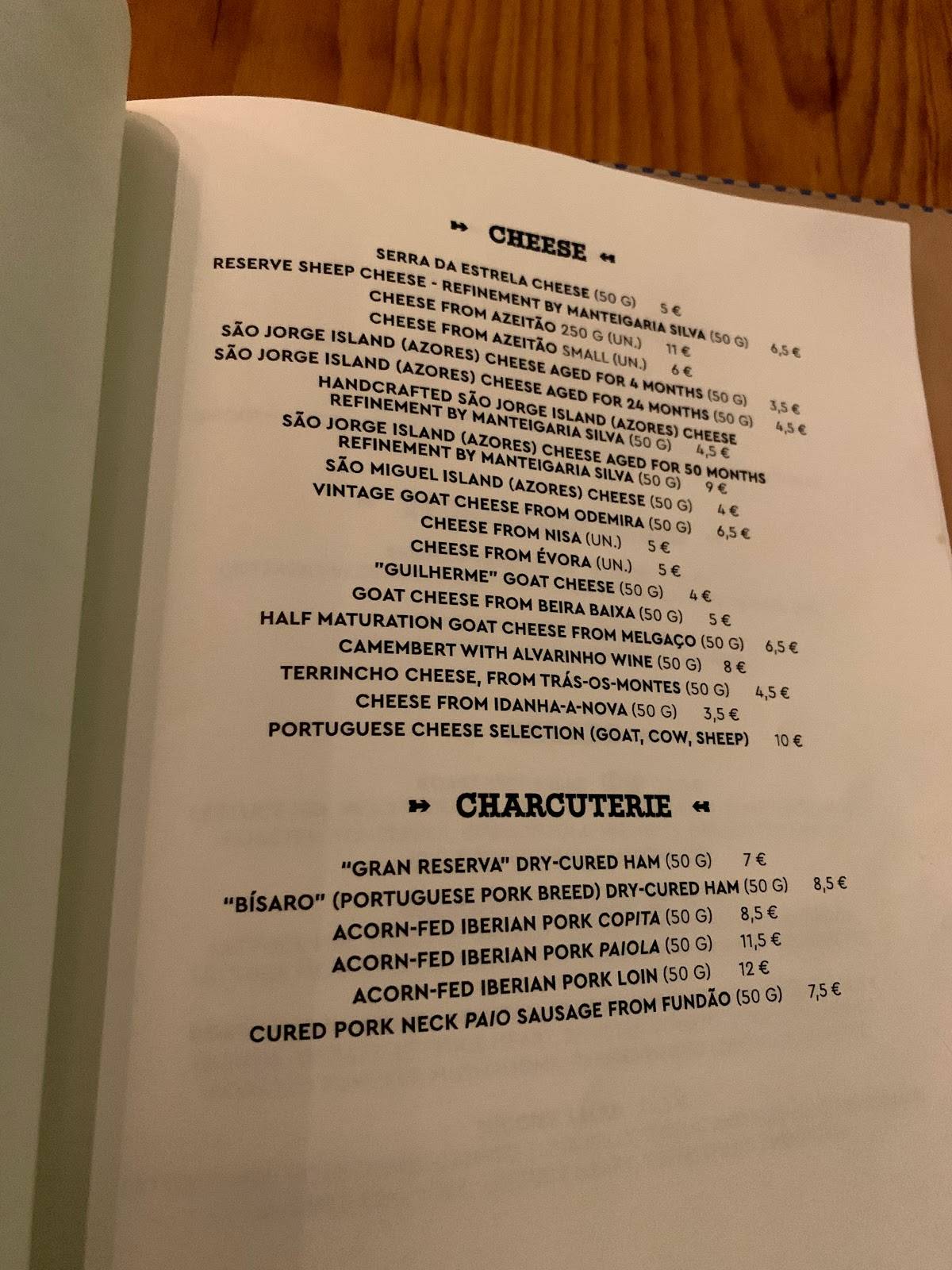 Menu at Pateo - Bairro do Avillez restaurant, Lisbon
