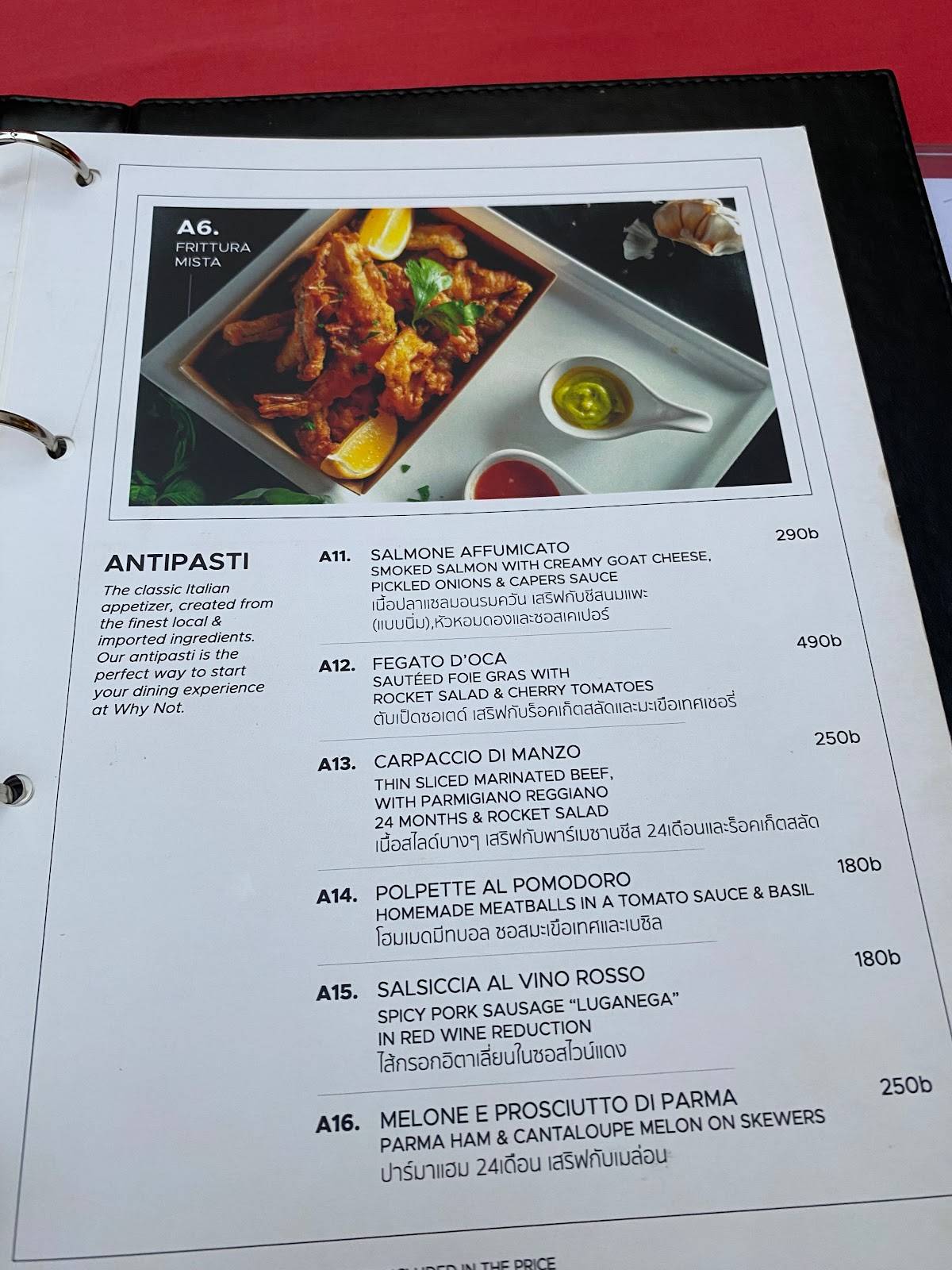 Menu at The Glass House Pattaya restaurant, Na Chom Thian