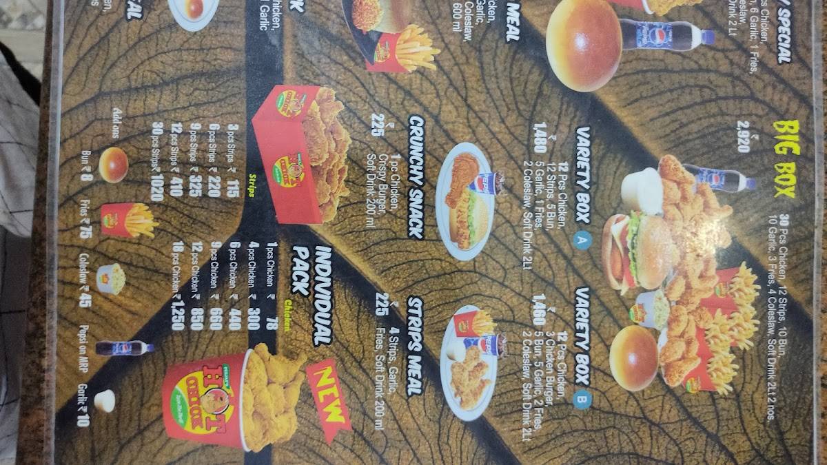 Menu at Peejay's Hot Chick, Pala