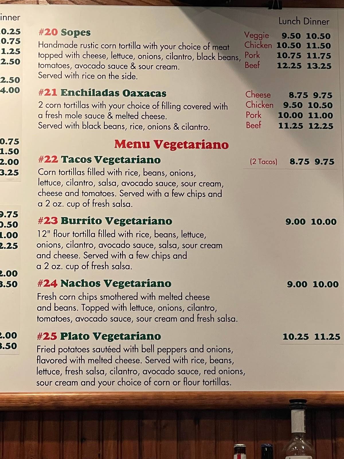 Menu at Pepe Delgados restaurant, Norman