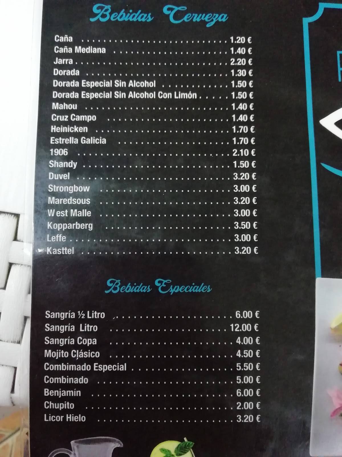 Menu at Pescaito los cristianos restaurant, Playa de las Américas