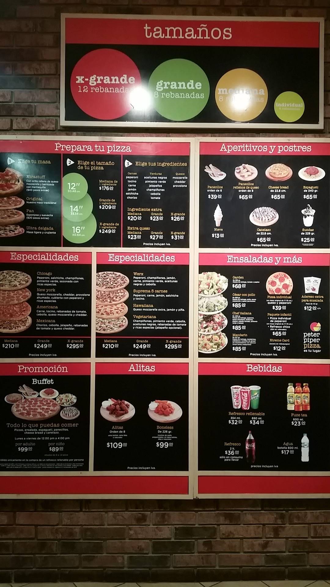 Carta de pizzería Peter Piper Pizza López Mateos, Ciudad Juarez, C ...