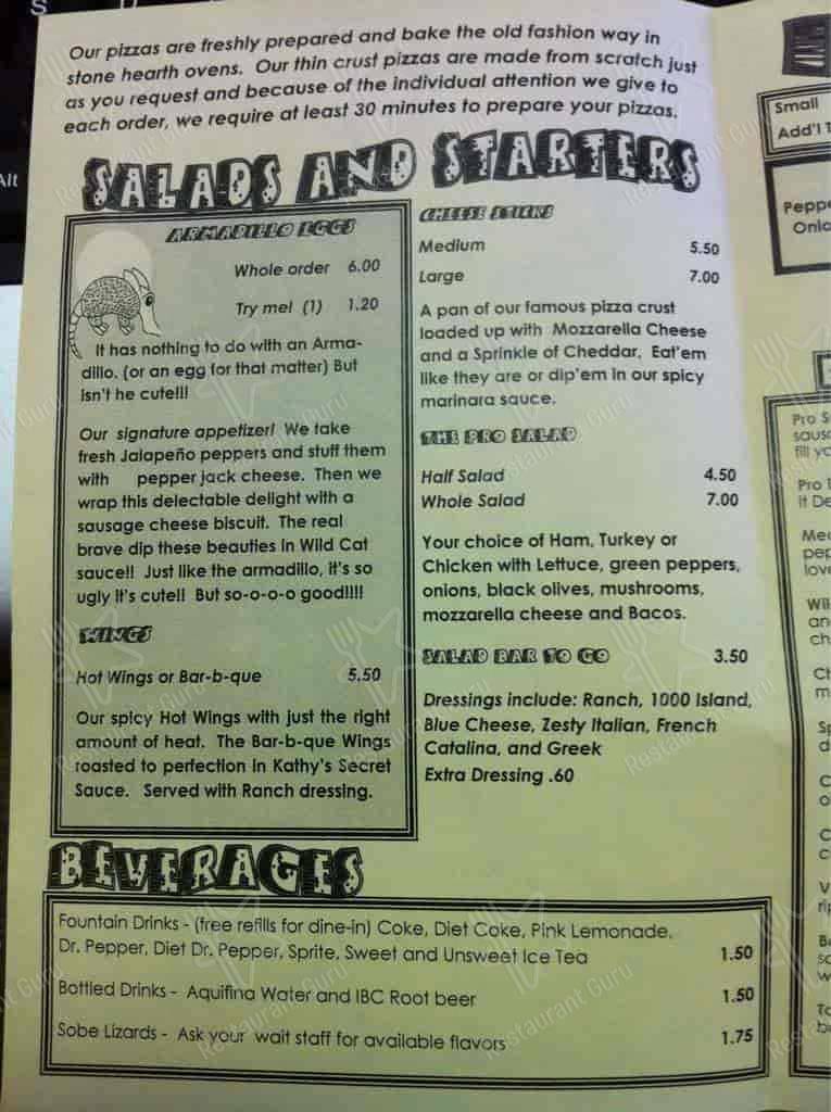 Menu at Main Street Pizza pizzeria, El Dorado