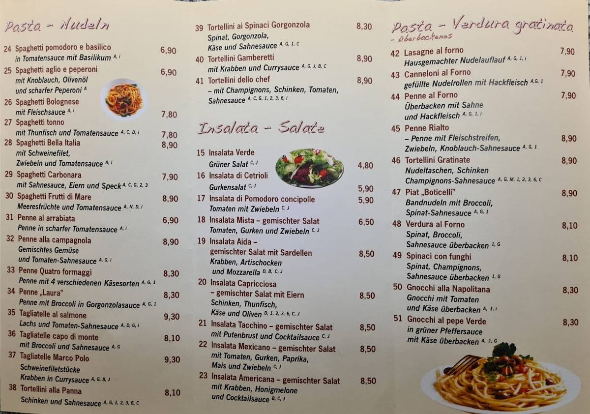 Menu at Pizzeria Rialto, Kaarst