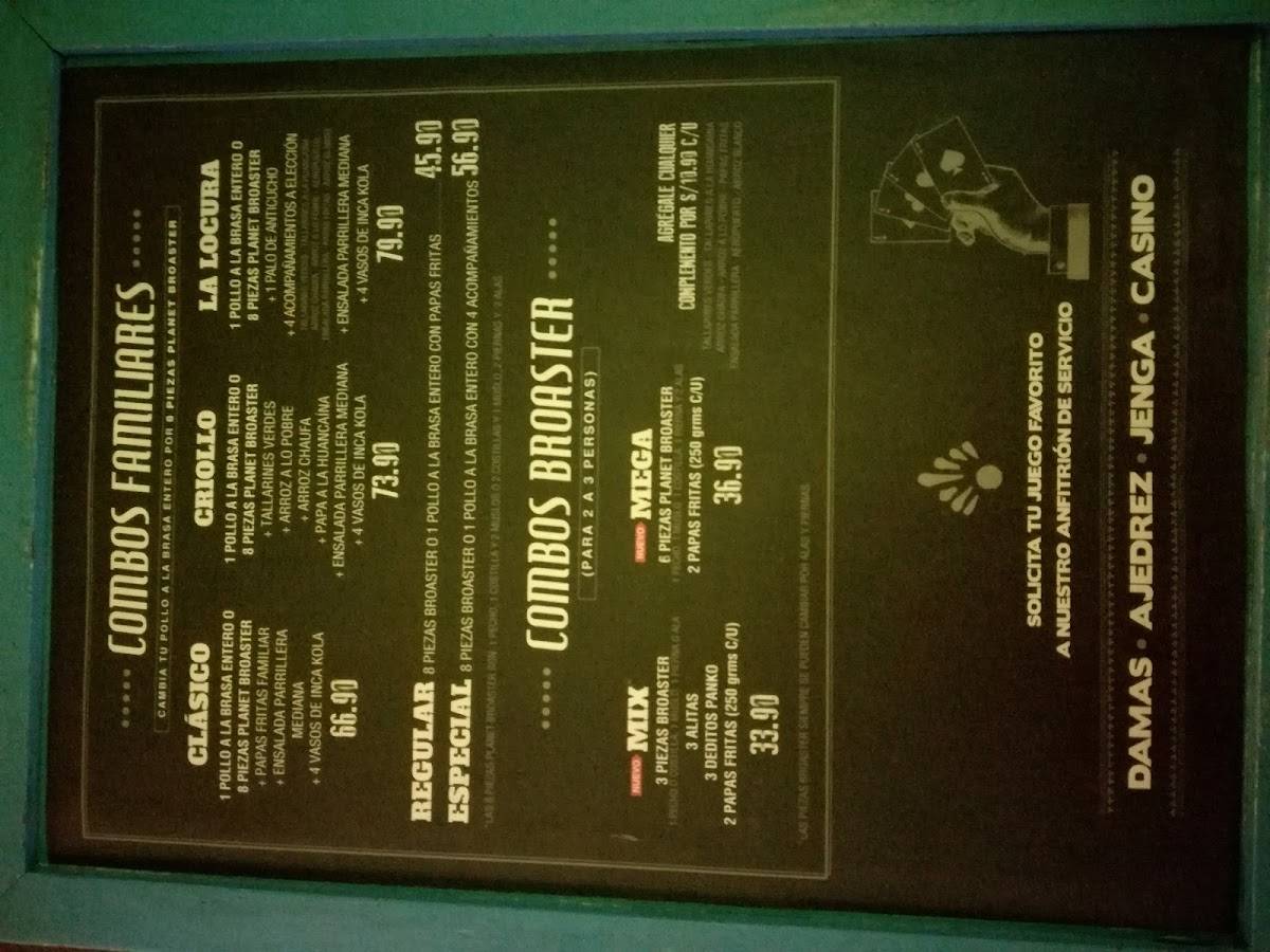 Carta del restaurante Planet Chicken, Independencia