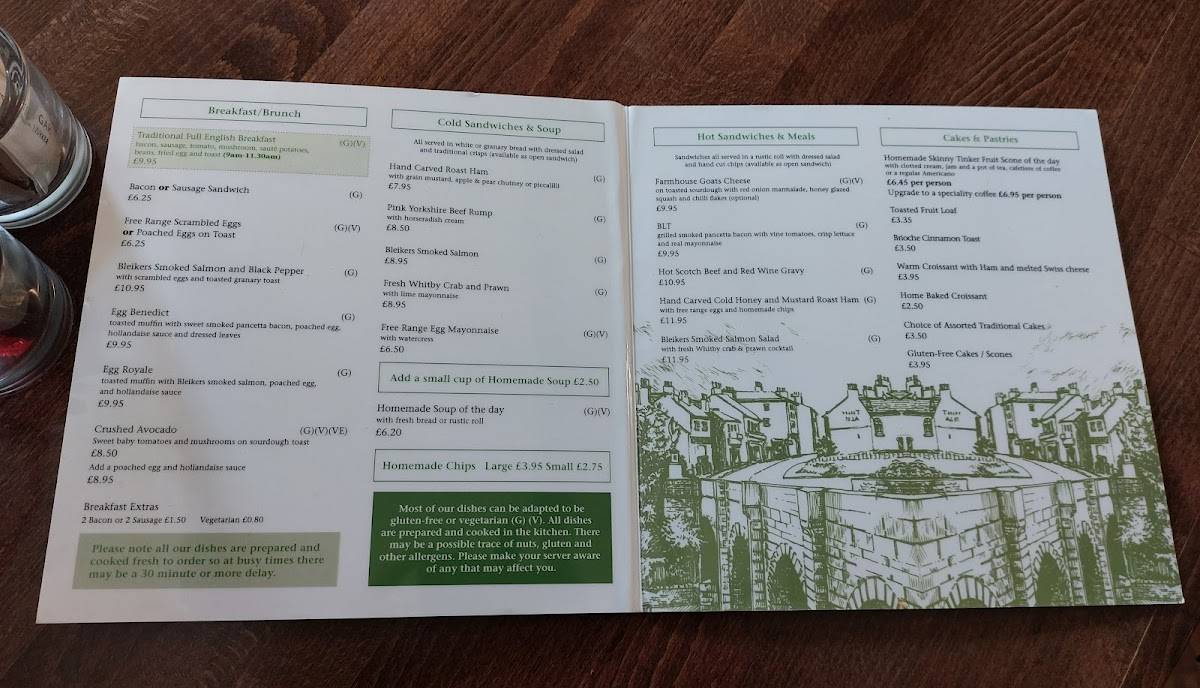 Menu at Pomfrets of Wetherby cafe, Wetherby