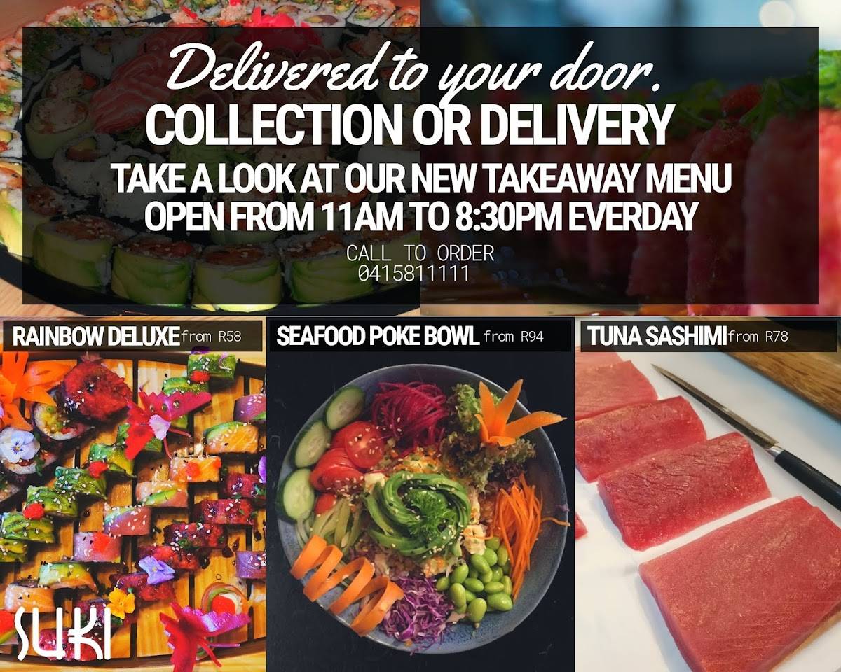 Menu at SUKI Sushi & Asian Cuisine restaurant, Port Elizabeth