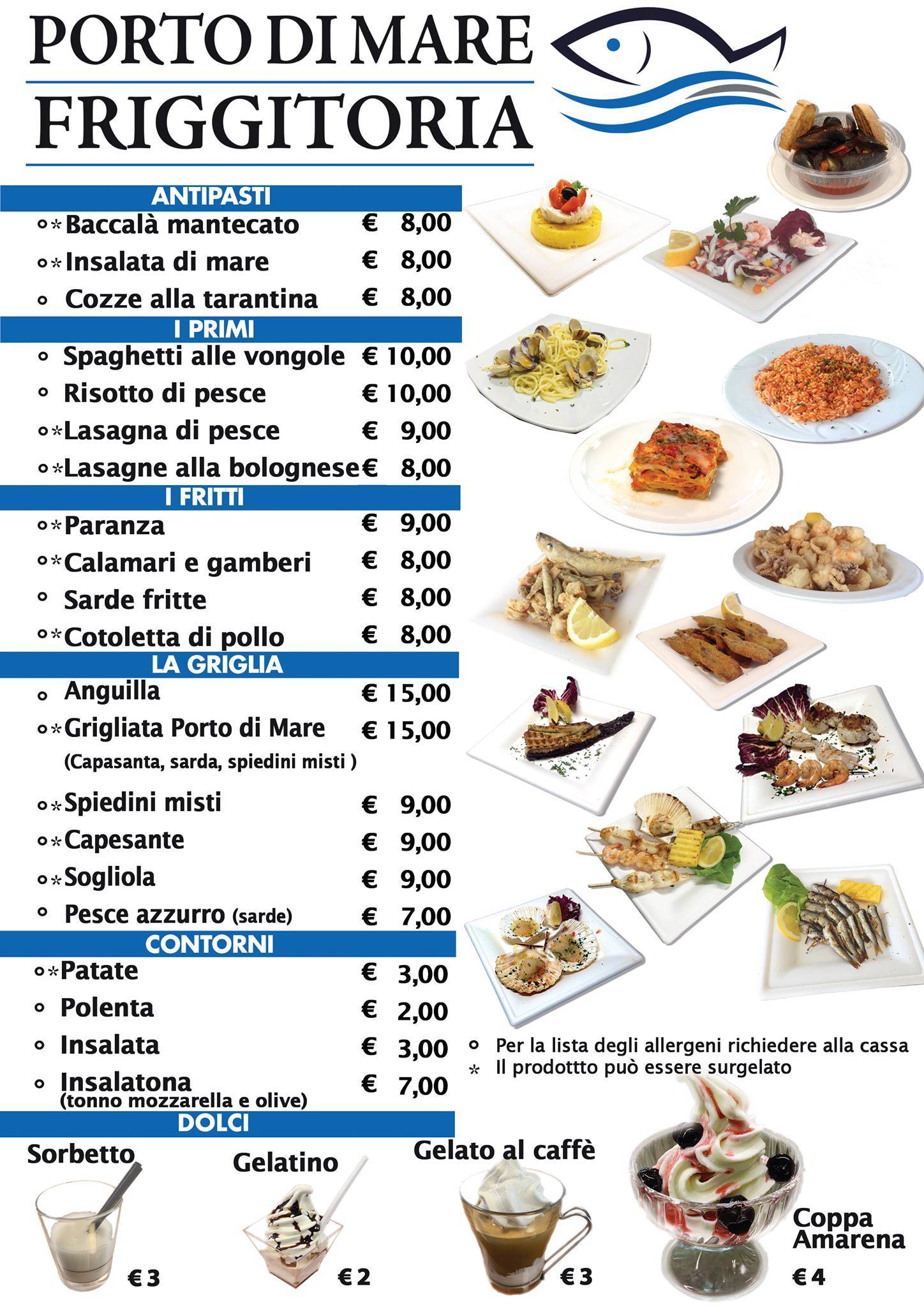 Menu da Porto Di Mare - Friggitoria ristorante, Porto Garibaldi