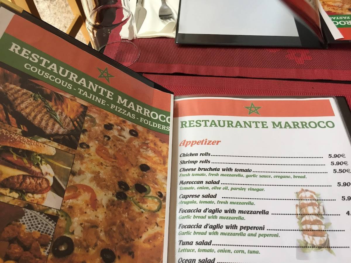 Menu at Moroccan Restaurant, Porto