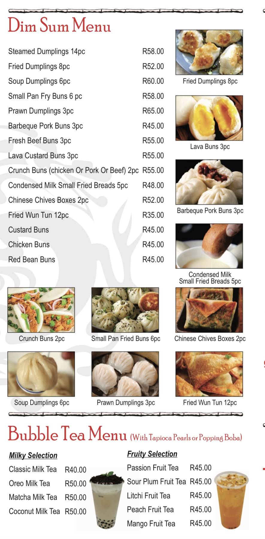 Menu at Kim Bo and Sushi waverley restaurant, Pretoria
