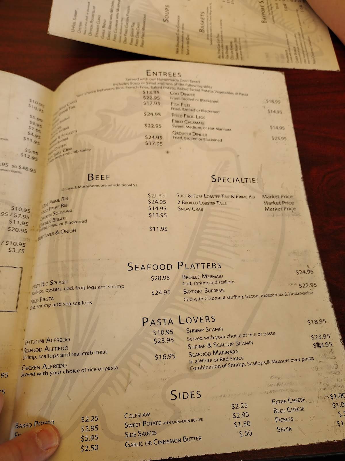 Menu at Bayport Inn pub & bar, Bayport, Cortez Blvd