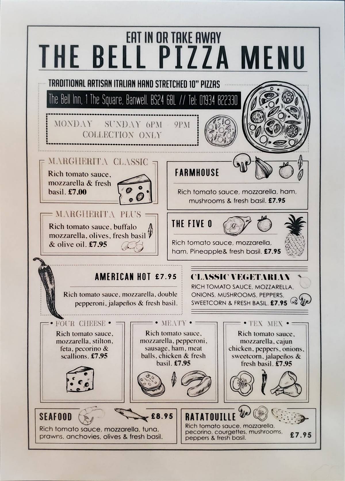 Menu at Bell Inn pub & bar, Banwell