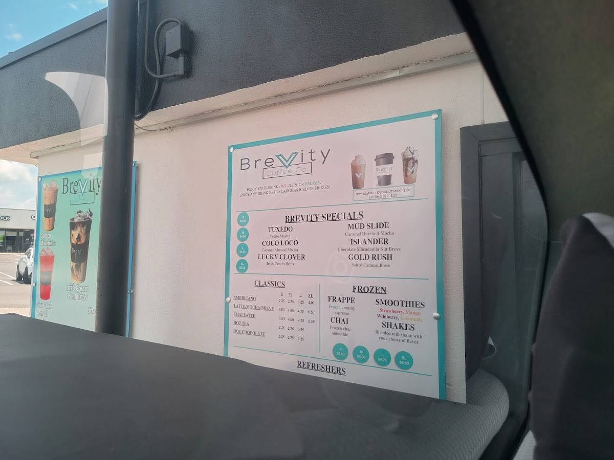 Menu at Brevity Coffee Co. pub & bar, San Antonio, Huebner Rd