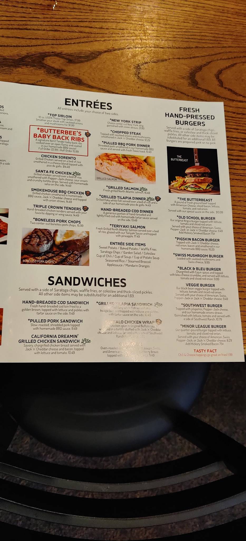 Menu at Butterbee's American Grille pub & bar, Mount Orab