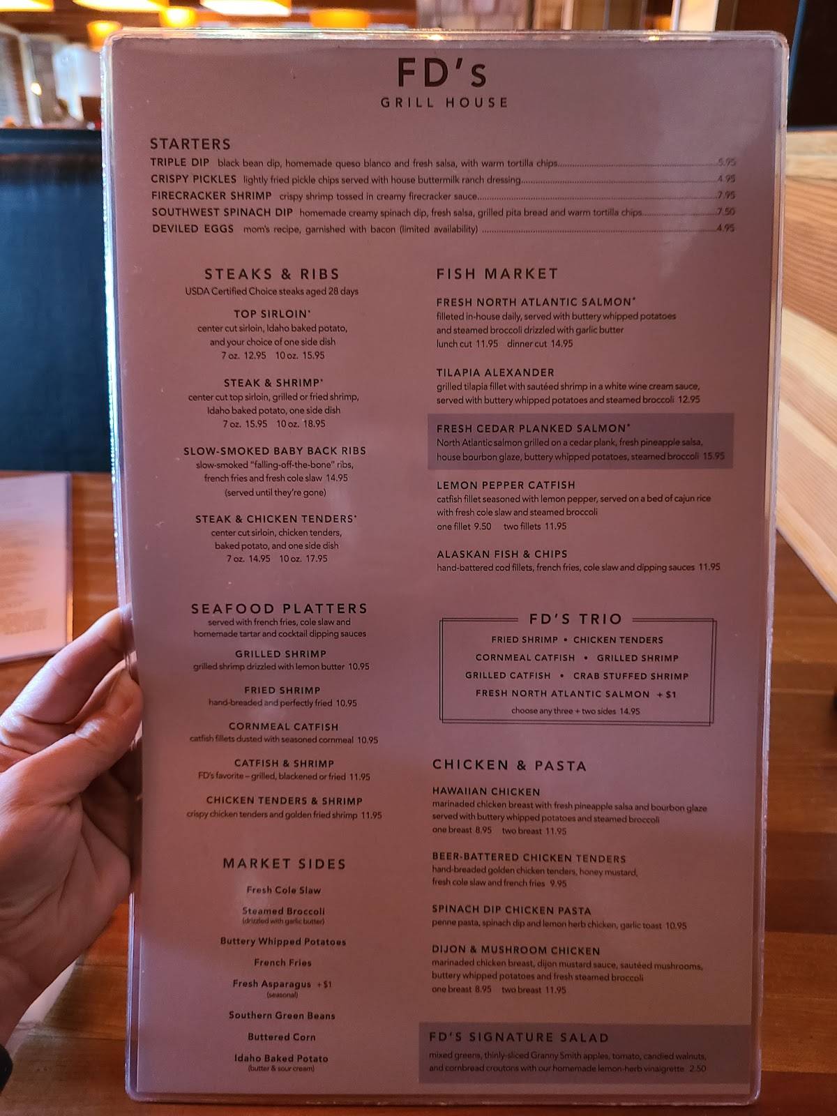 Menu at FD's Grillhouse pub & bar, Springfield