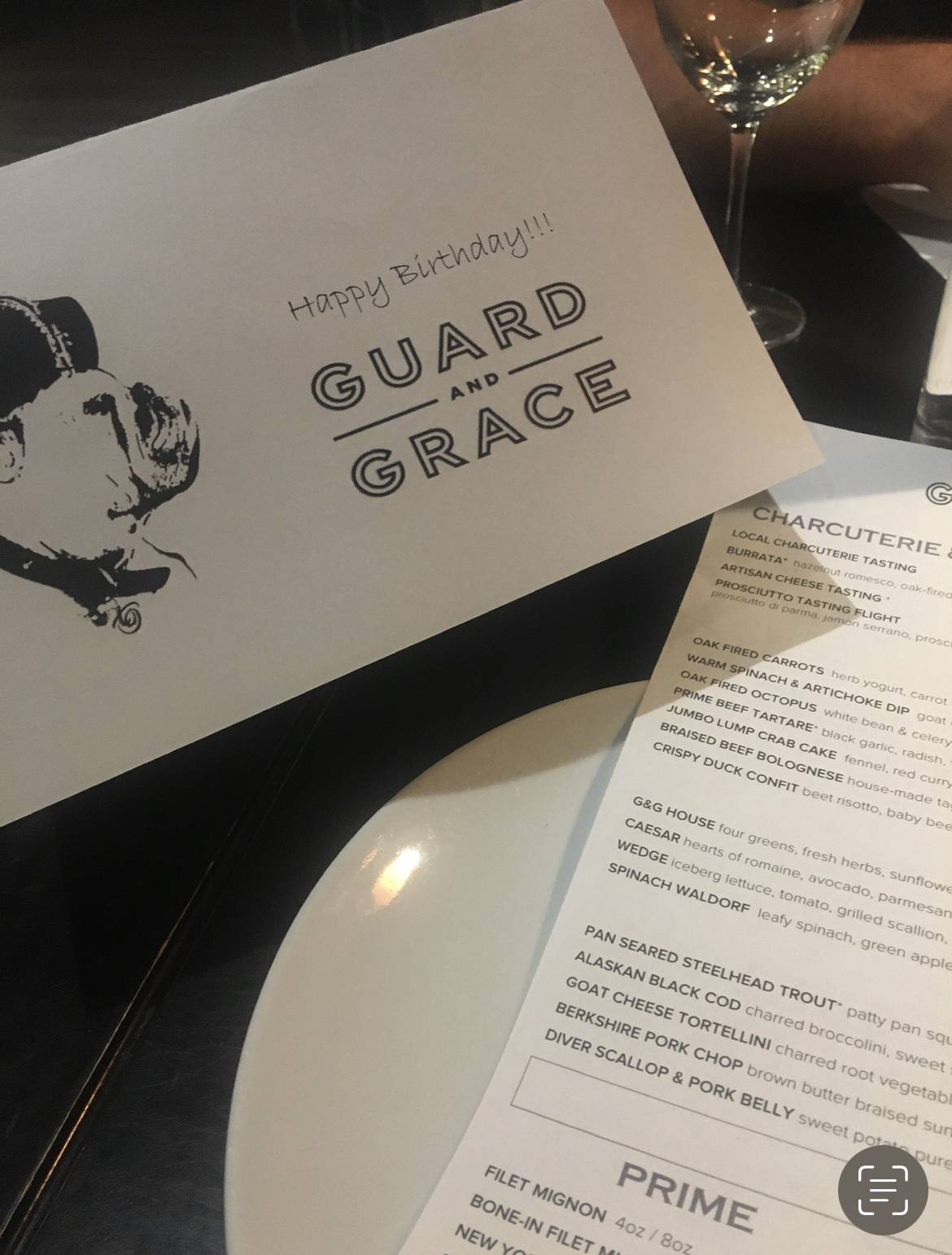 Menu at Guard and Grace steakhouse, Denver