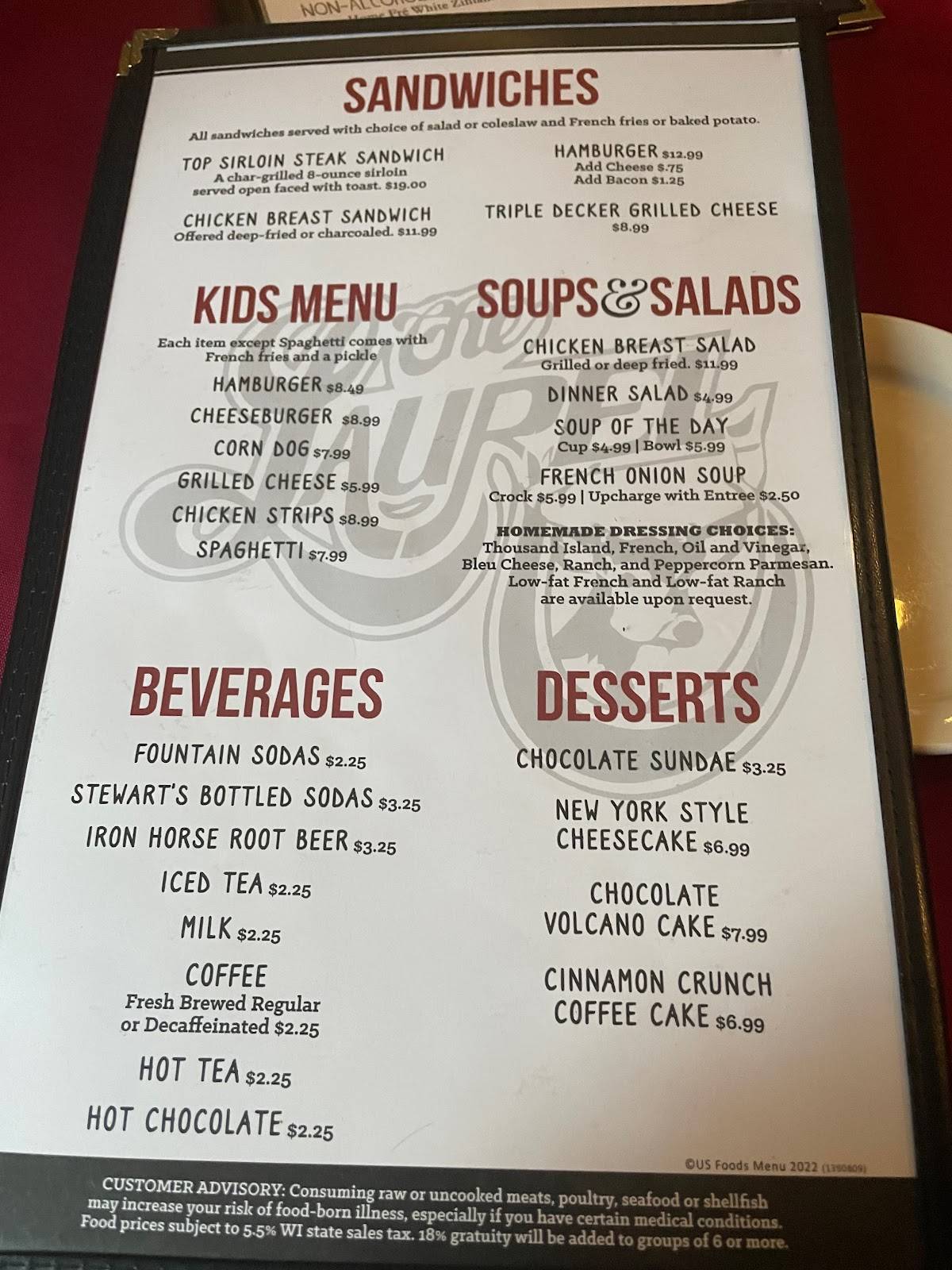 Menu at Laurel Supper Club, New Richmond