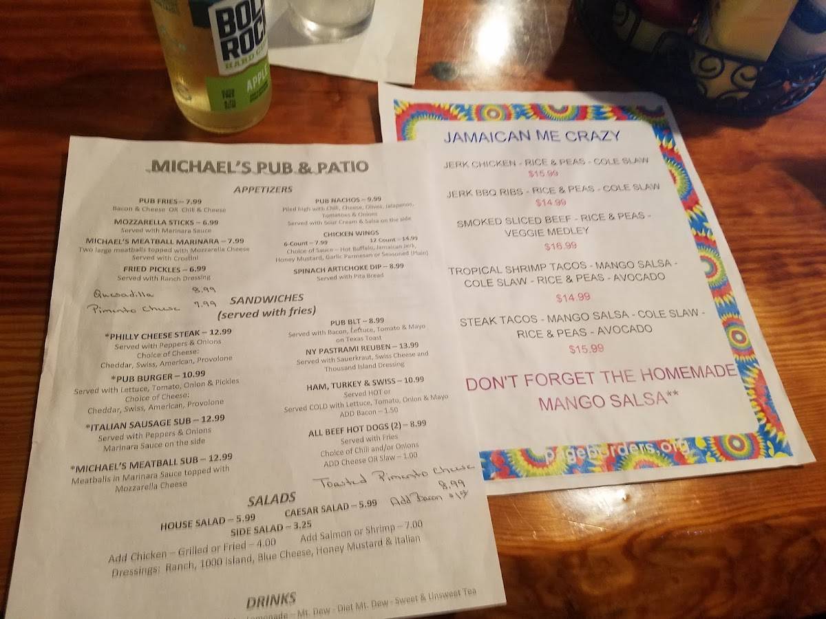 Menu at Michael’s Pub & Patio, New Bern